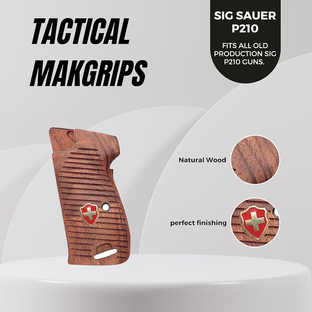 SIG P210 Orthopedic Wood Gold Metal Grips