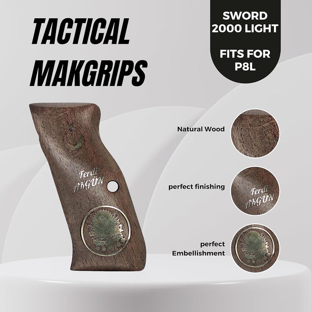 SAR Arms EAA Witness Wooden Fits for P8L, 2000 Light Gold Metal Grips